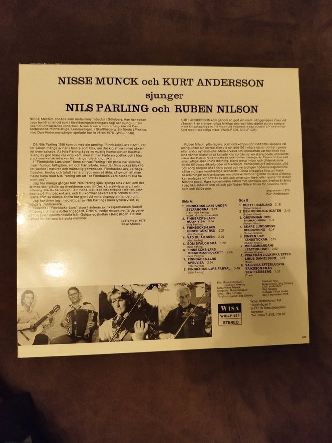Nisse Munck och Kurt Andersson sjunger Nils Par.. | Köp på Tradera ...