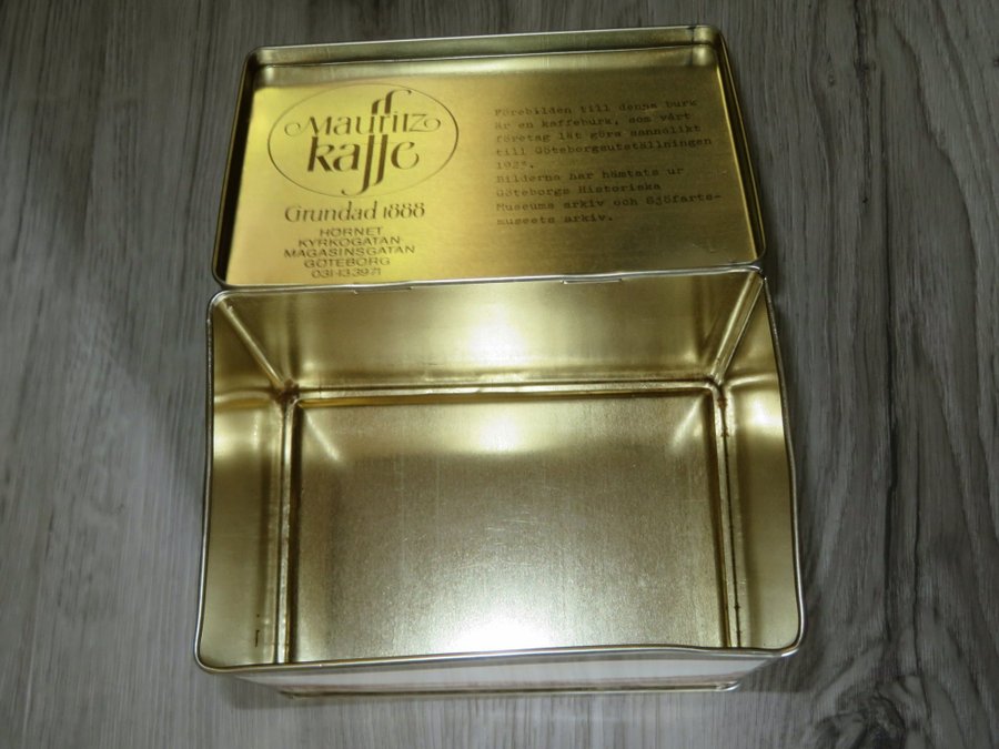 Plåtburk Mauritz Kaffe Grundad 1888 fina äldre .. | Köp på Tradera ...