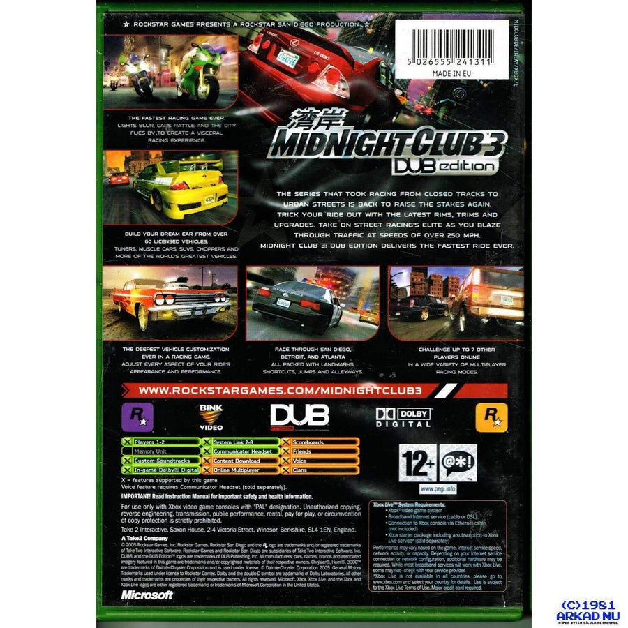 MIDNIGHT CLUB 3 DUB EDITION XBOX | Köp från arkadnu på Tradera (710353641)