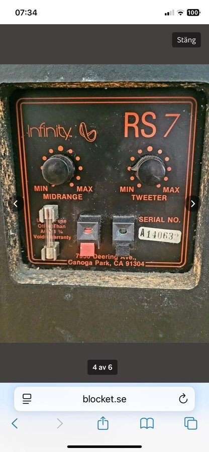 Se produkter som liknar Infinity RS 7 Högtalare på Tradera (692153362)