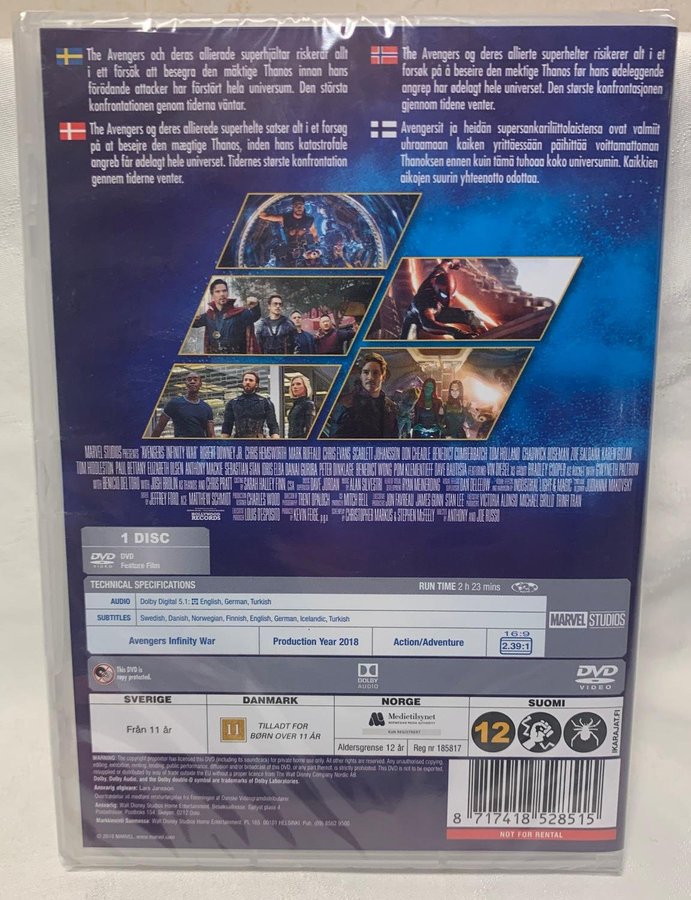 MARVEL STUDIOS - AVENGERS INFINITY WAR DVD | Köp på Tradera (410569263)