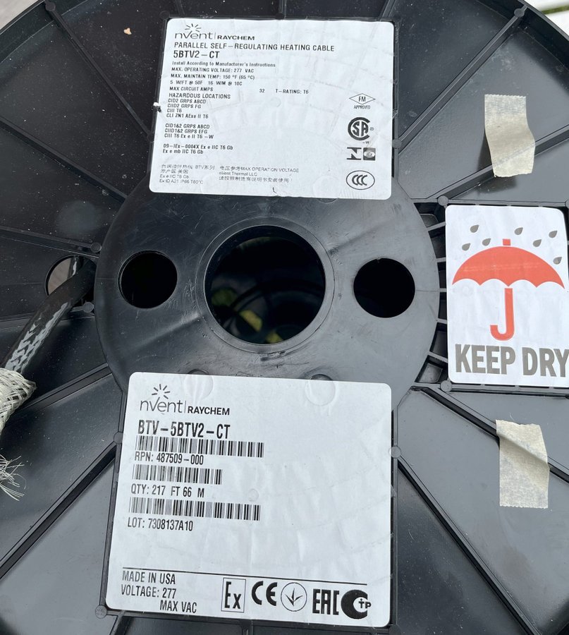 RAYCHEM 5BTV2-CT självbegränsande värmekabel 62m | Köp på Tradera (662341750)