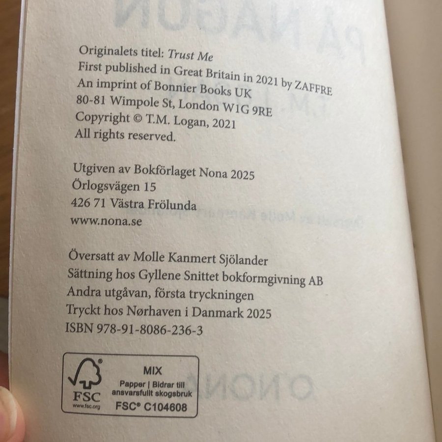 Lita Inte På Någon av T.M. Logan | Köp på Tradera (709785514)