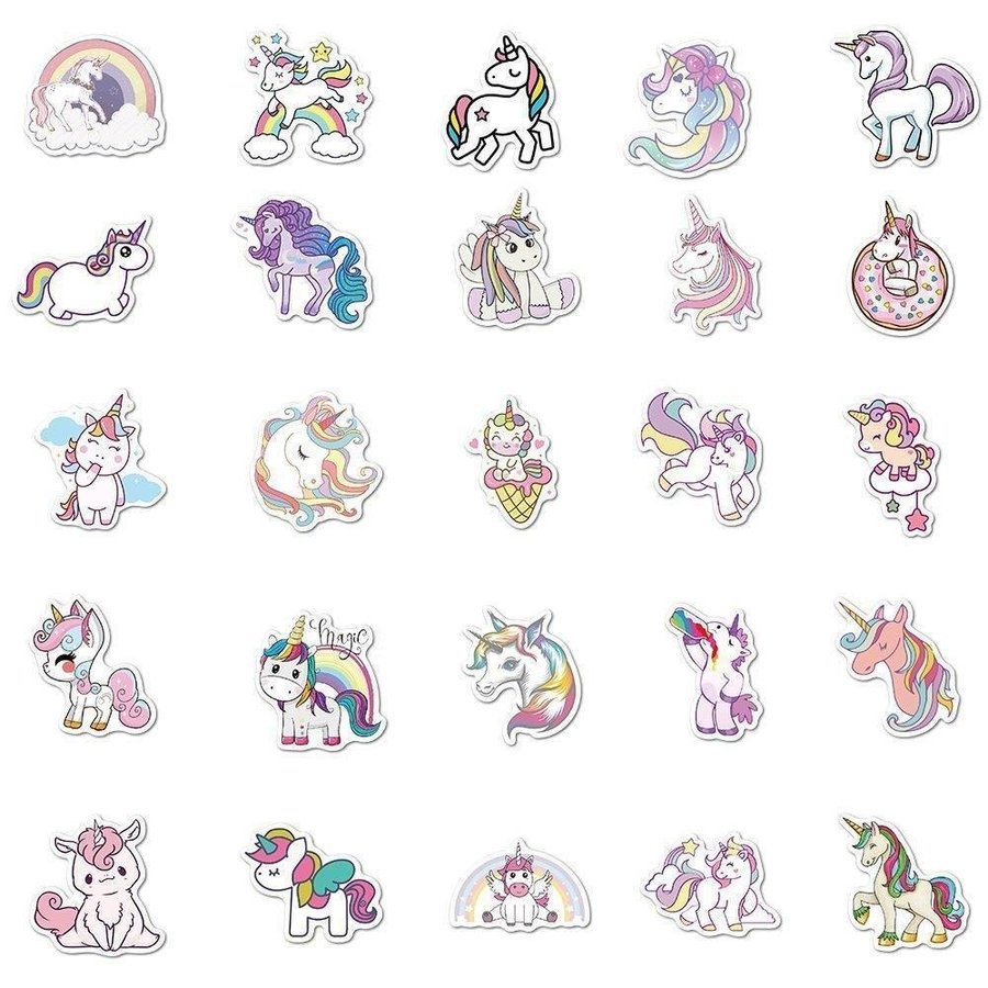 Vattentåliga enhörning klistermärken i 100-pack.. | Köp på Tradera ...