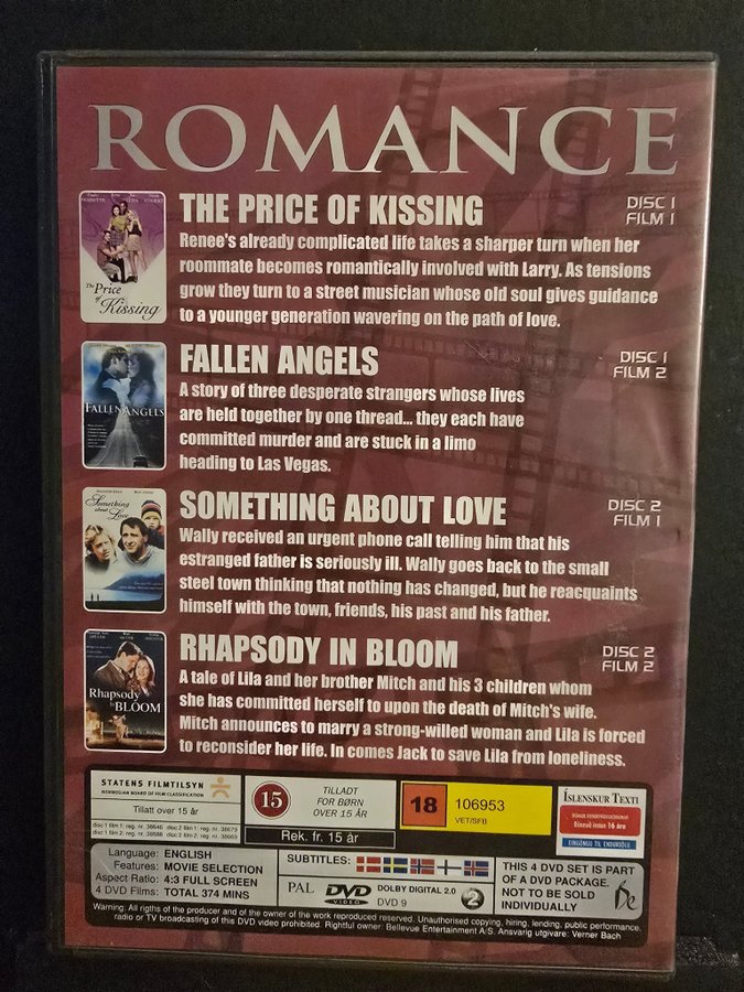 Romance - 4 Great Movies on 2 DVDs | Köp på Tradera (713048427)