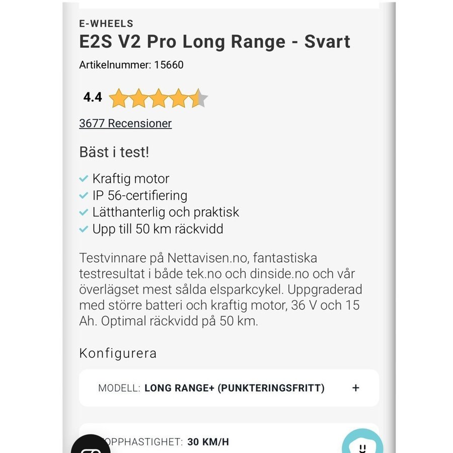 E-Wheels E2S V2 Pro Long Range Elscooter | Köp på Tradera (704651501)