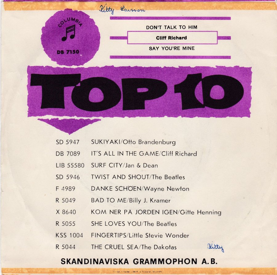 "7" Cliff Richard - Dont talk to him | Köp på Tradera (712038409)