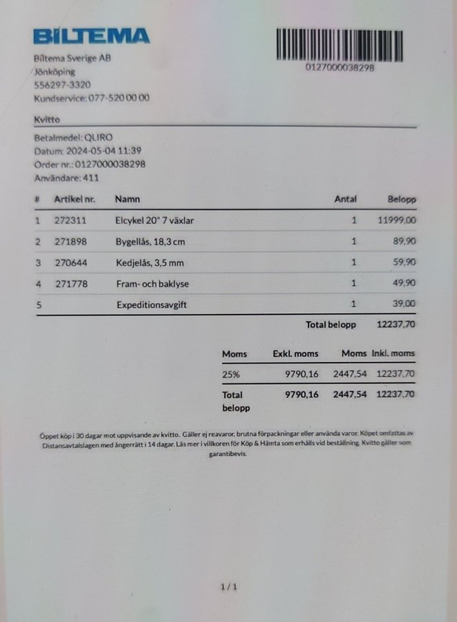 Se produkter som liknar Yosemite Elcykel, Kvitto Fins.. på Tradera ...