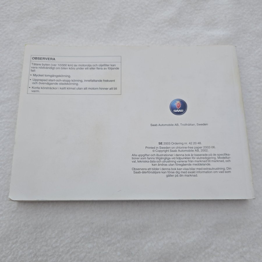 Instruktionsbok Saab 9-3 | Köp på Tradera (708238990)
