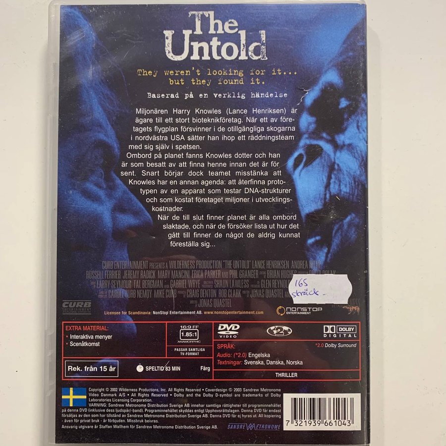 THE UNTOLD. DVD SKRÄCK -02. | Köp från Retrobörsen på Tradera (617360785)