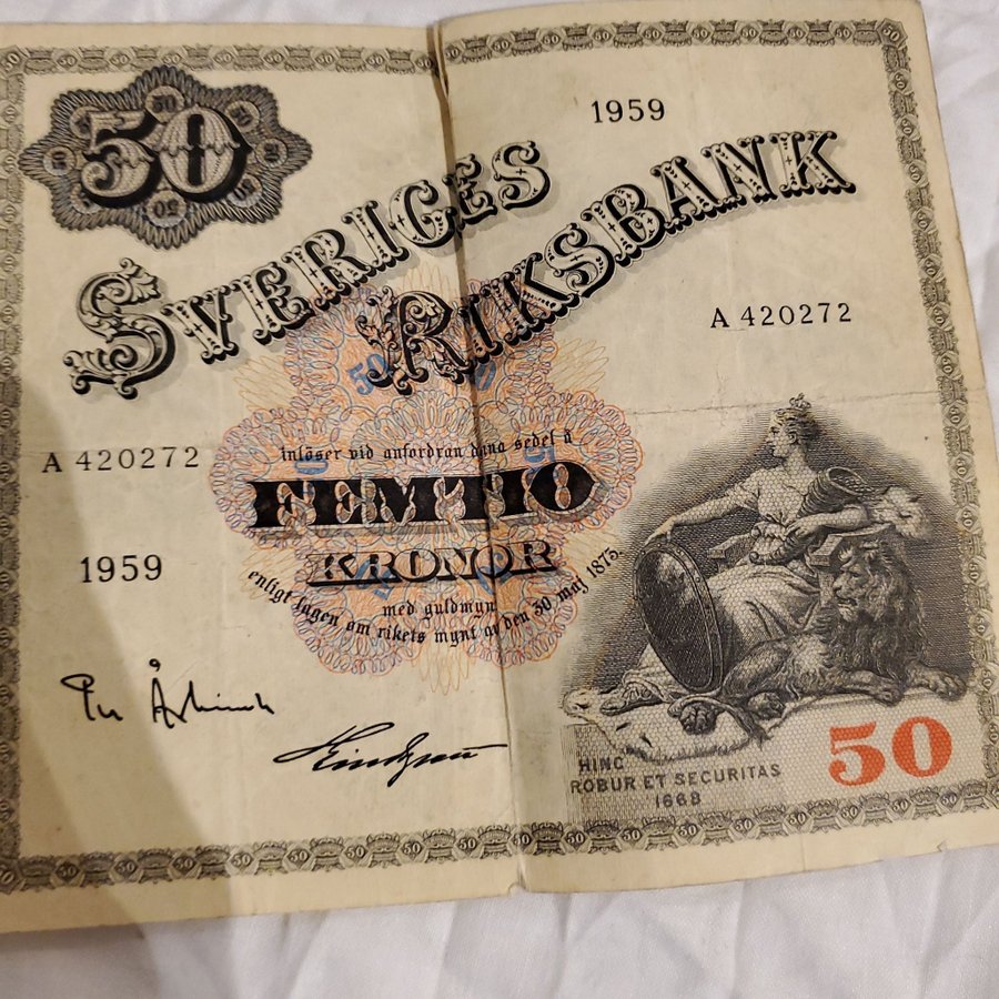 Svensk Sedel - 50 Kronor - 1959 | Köp på Tradera (688266056)