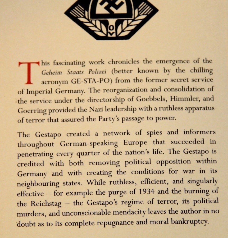 GESTAPO: The History of the German Secret Service | Köp på Tradera ...