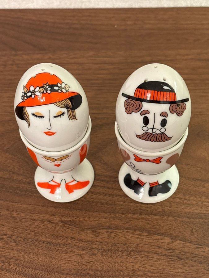 Äggkoppar med salt/peppar – dam & herr – retro .. | Köp på Tradera ...