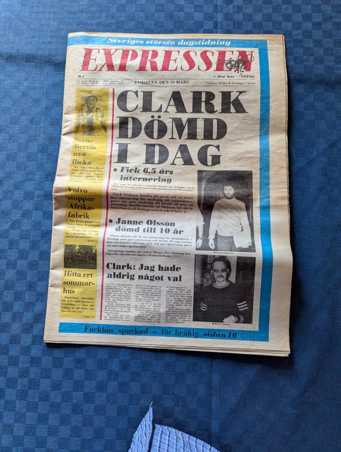 Clark Olofsson dömd Expressen tidning 19 Mars 1.. | Köp på Tradera ...