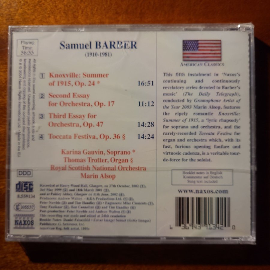 Samuel Barber: Knoxville: Summer of 1915 -Marin.. | Köp på Tradera (694568778)
