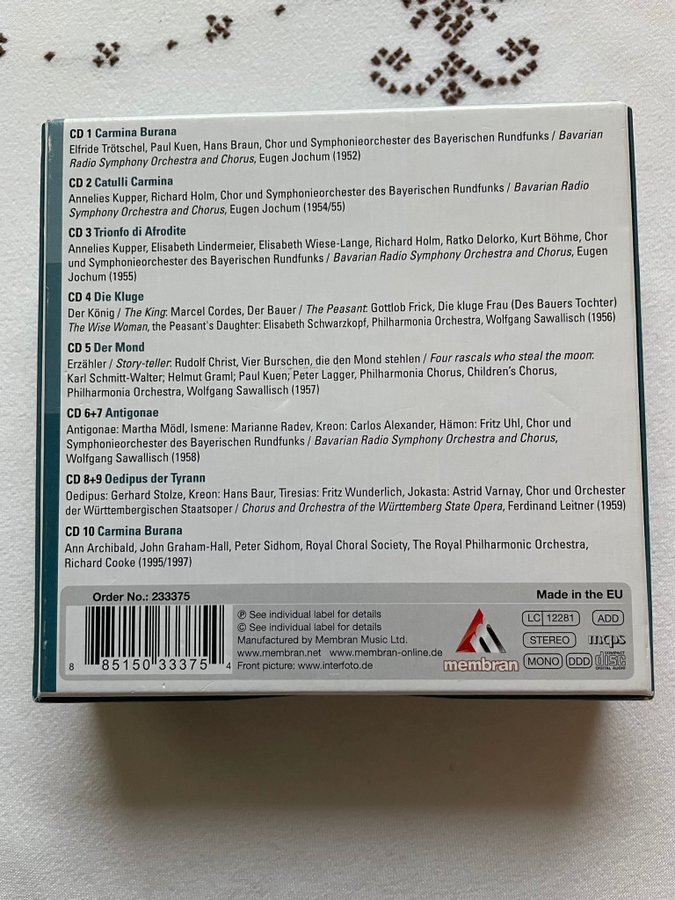 Carl Orff - Magie und Rhythmus - 10 CD-Set | Köp på Tradera (713106166)