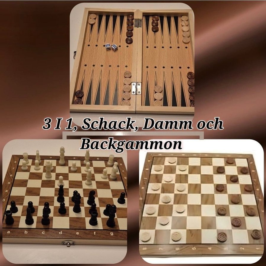 3-i-1 Brädspel – Schack, Damm och Backgammon i .. | Köp på Tradera ...