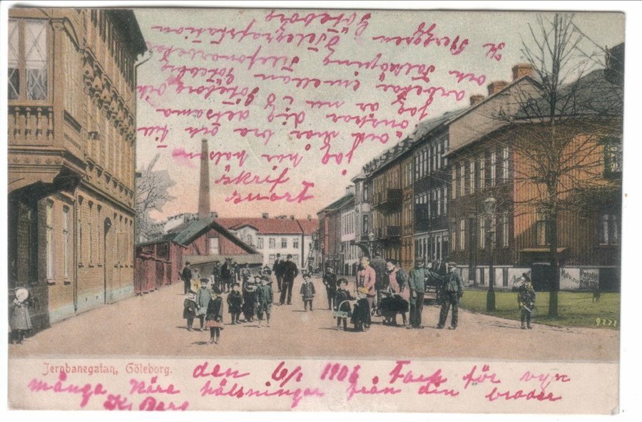 Göteborg Jernbanegatan 1906 med folkliv | Köp på Tradera (702489151)