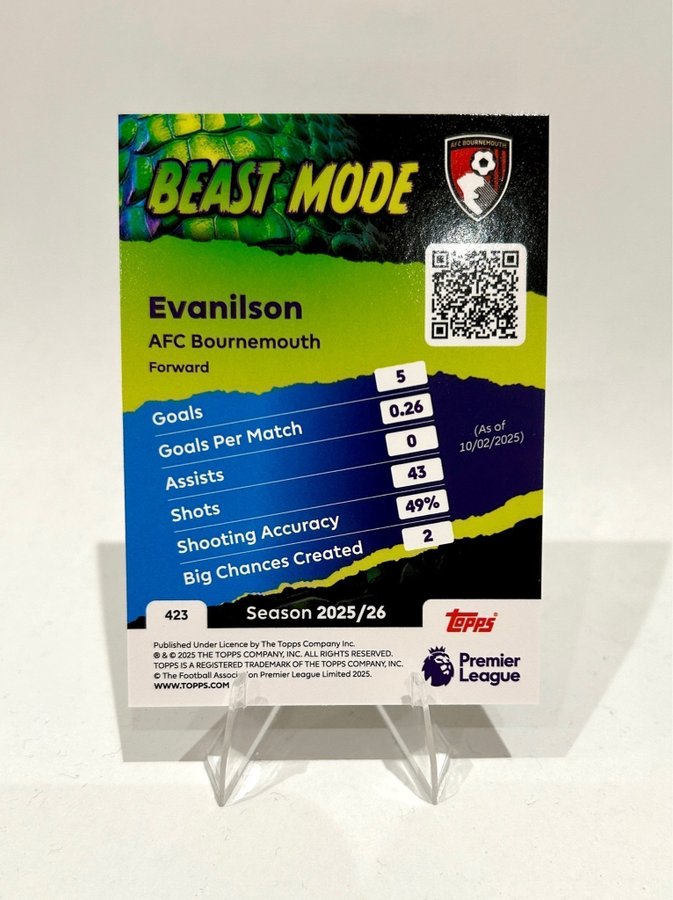 Evanilson Beast Mode Topps Premier League 2025/26 | Köp på Tradera ...