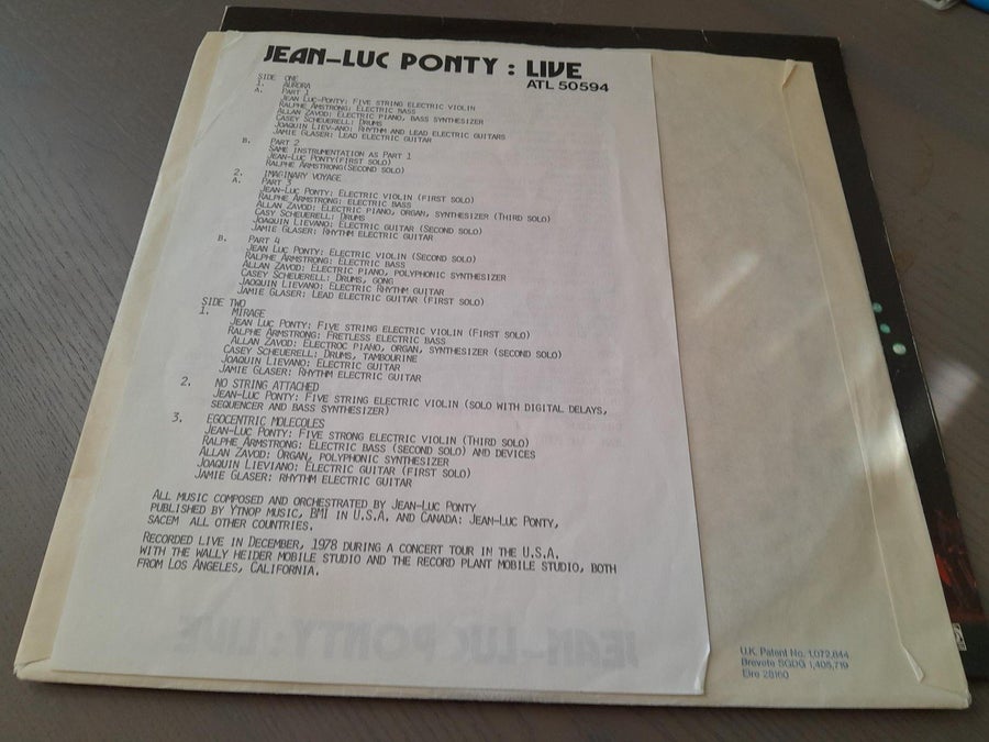 Jean-Luc Ponty - Live, LP | Köp på Tradera (737073162)