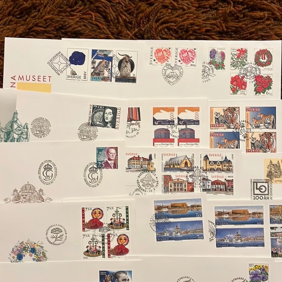 FDC, förstadagsbrev från 1998 och 1999, 36 st | Köp på Tradera (711684285)