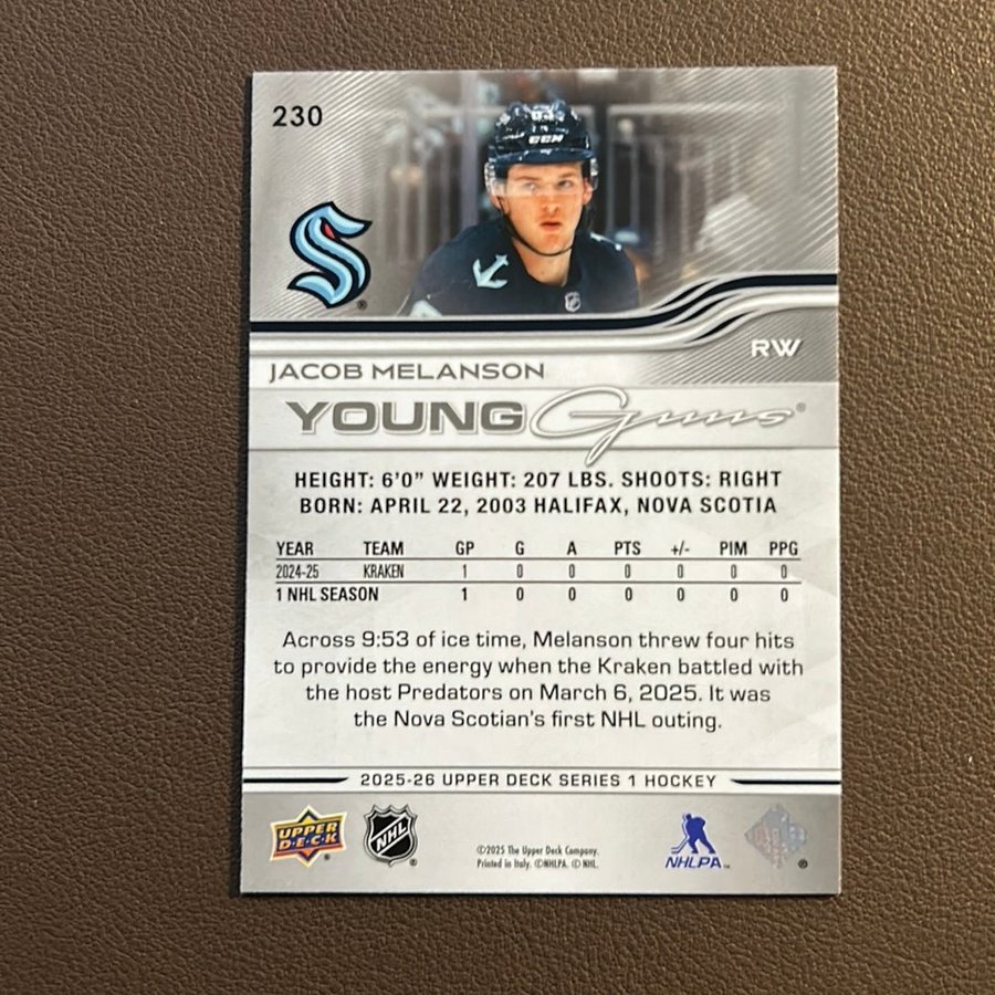 Jacob Melanson Young Guns 2025-26 | Köp på Tradera (709570360)