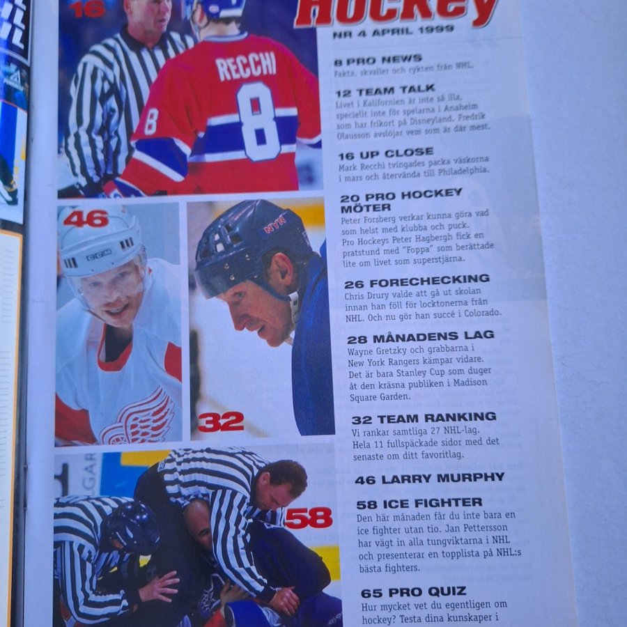 Pro Hockey, Nr 4 April 1999 - poster Peter Fors.. | Köp på Tradera ...