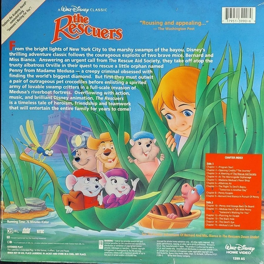 DISNEY'S THE RESCUERS 1-LD Laserdisc Beg Pris 2.. | Köp på Tradera ...