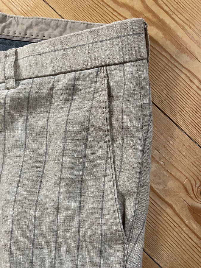 Oscar Jacobson beige linnebyxor kostymbyxor, st.. | Köp på Tradera ...