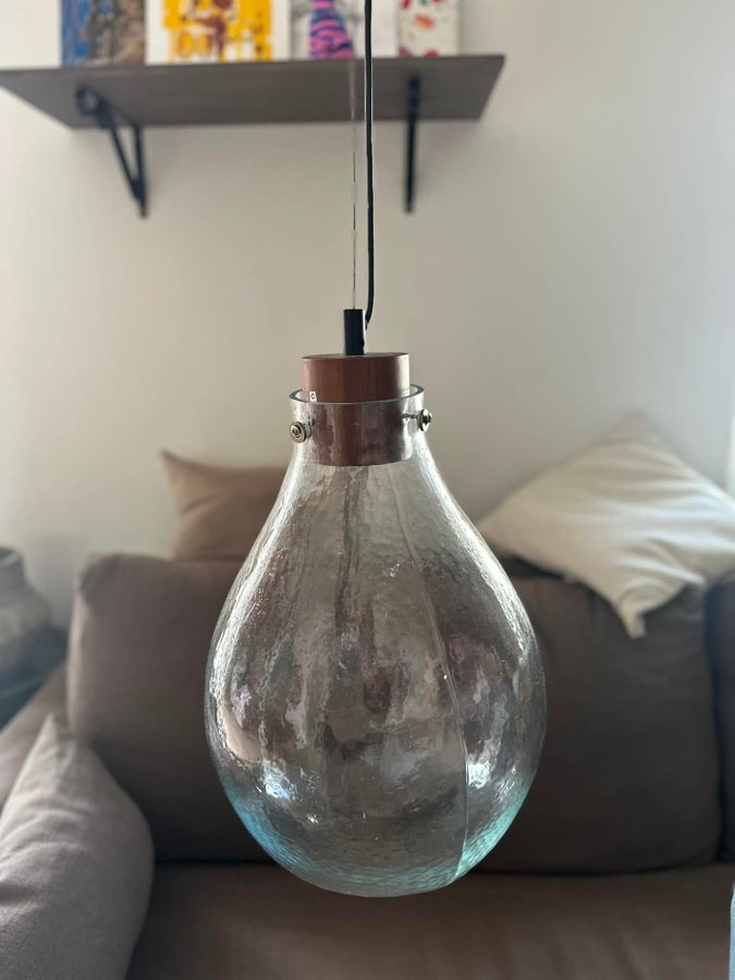 Taklampa i glas och trä (obs läs i beskrivningen) | Köp på Tradera ...
