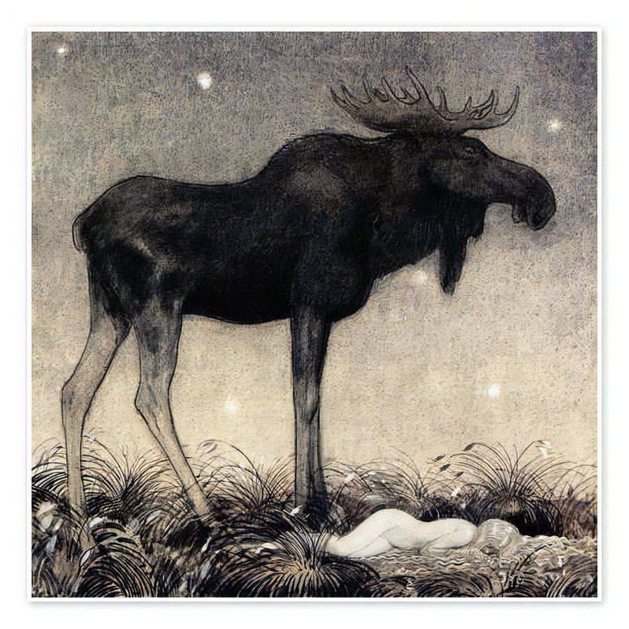 John Bauer "Älgen Skutt och prinsessan Tuvstarr.. | Köp på Tradera ...