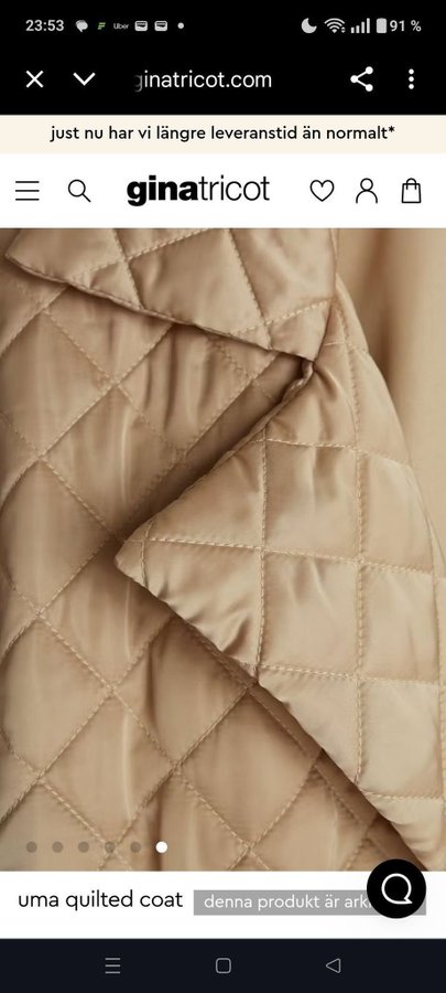 Gina Tricot beige kappa jacka S till M Uma quil.. | Köp på Tradera ...
