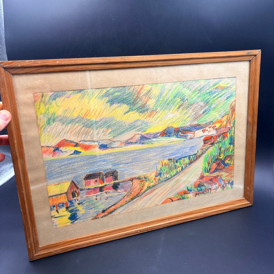 Inramad tavla, krita | Sign.. | Köp från VintageGaraget på Tradera ...
