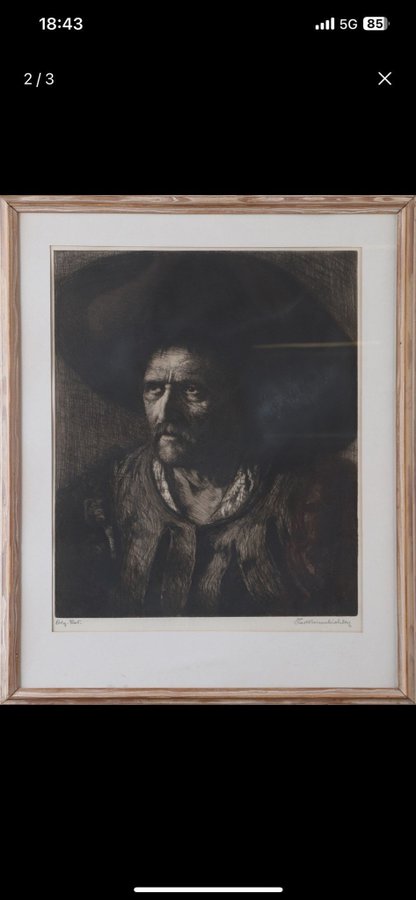 KARL REISENBICHLER. Man med hatt, original rade.. | Köp på Tradera ...