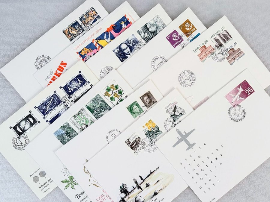 Samling FDC Sverige 1987: 10 st | Köp på Tradera (735299789)