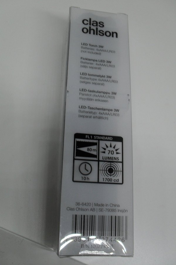 Svart ficklampa. Ny aldrig öppnad, Clas Ohlson .. | Köp på Tradera ...