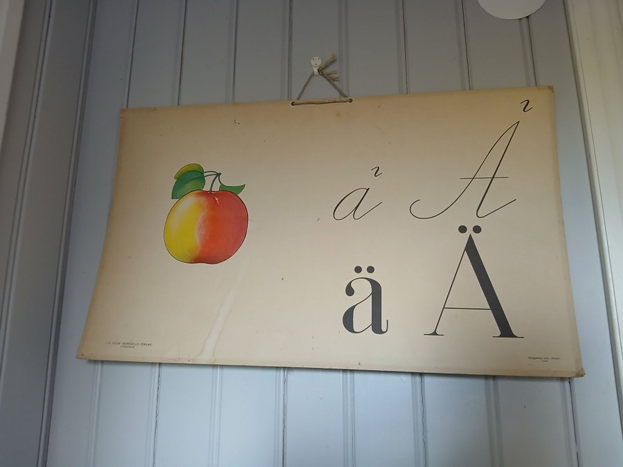 Plansch skolplansch bokstaven Ä Äpple retro vin.. | Köp på Tradera ...
