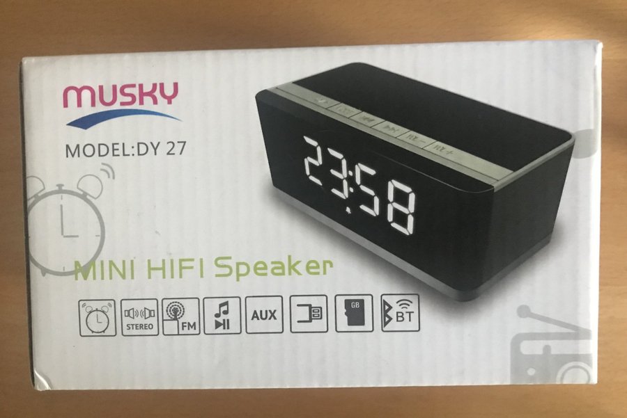 MUSKY DY 27 Mini Bluetooth Dual Speaker FM Cloc.. | Köp på Tradera ...