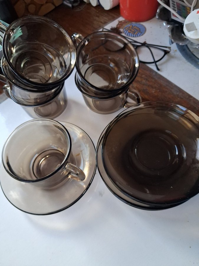 Arcoroc France 6 Delar Kaffeset i Rökt Glas | Köp på Tradera (710902431)