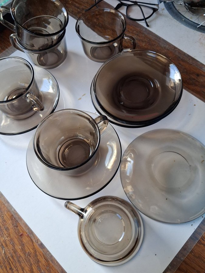 Arcoroc France 6 Delar Kaffeset i Rökt Glas | Köp på Tradera (710902431)