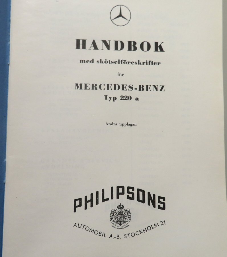 Mercedes-Benz Handbok med skötselföreskrifter T.. | Köp på Tradera ...