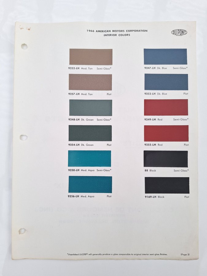 Dupont Färgkarta 1966 Rambler AMC American Roug.. | Köp på Tradera ...