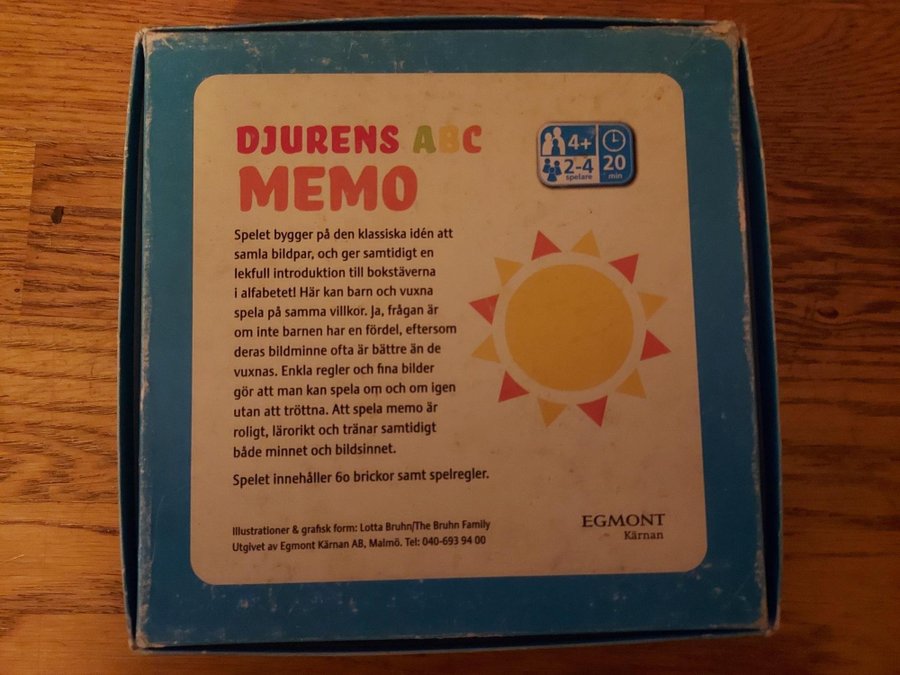 MEMO Barn Djurens ABC Ask 4,5 cm x 19 cm x 19 cm | Köp på Tradera ...