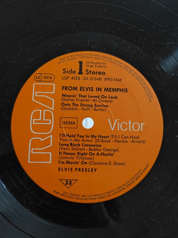 Elvis Presley - From Elvis In Memphis - Vinyl LP | Köp på Tradera ...