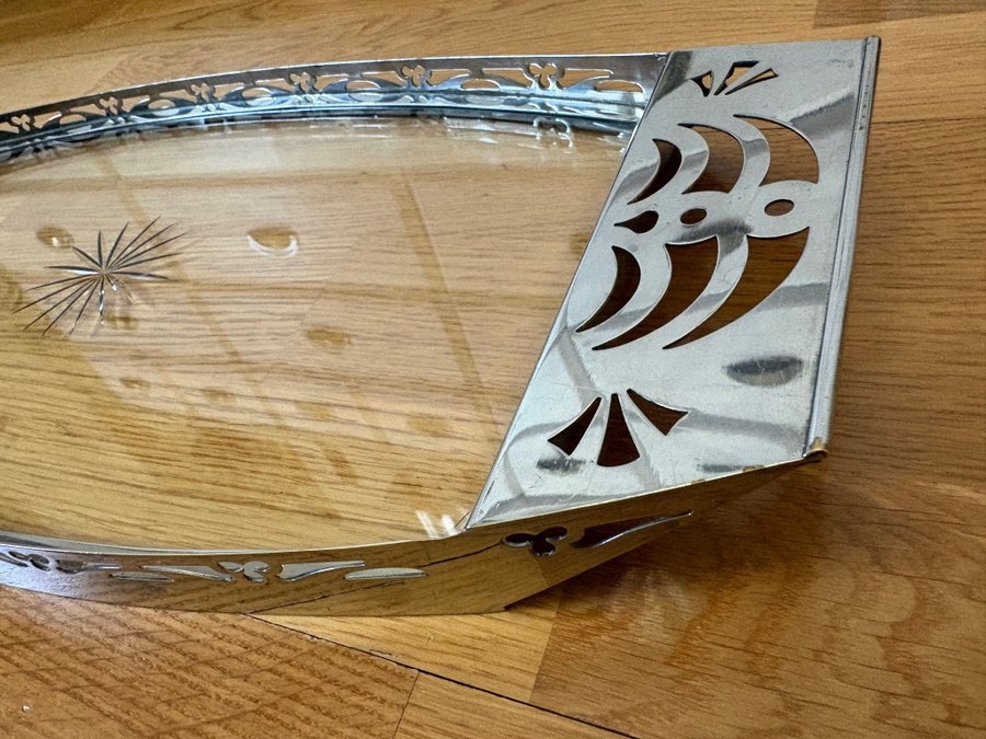Fin äldre vacker kromad/glas, art deco bricka/fat | Köp på Tradera ...