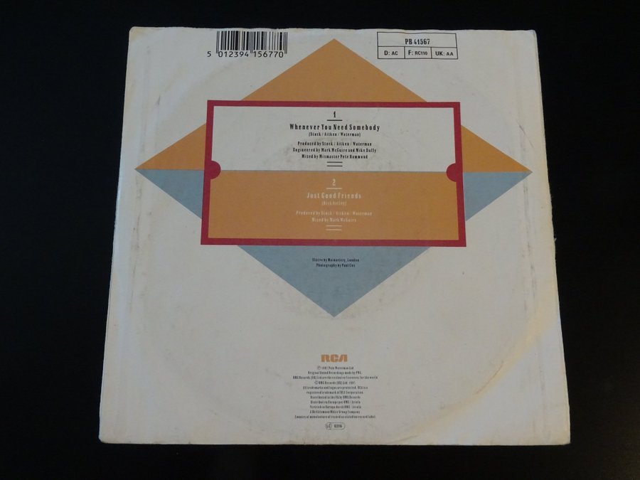 RICK ASTLEY Whenever you need somebody Vinyl Si.. | Köp på Tradera ...