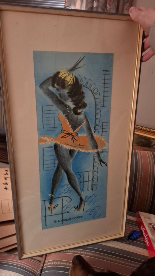 Målad tavla, Signerad R.Lindstedt, kvinna med b.. | Köp på Tradera ...