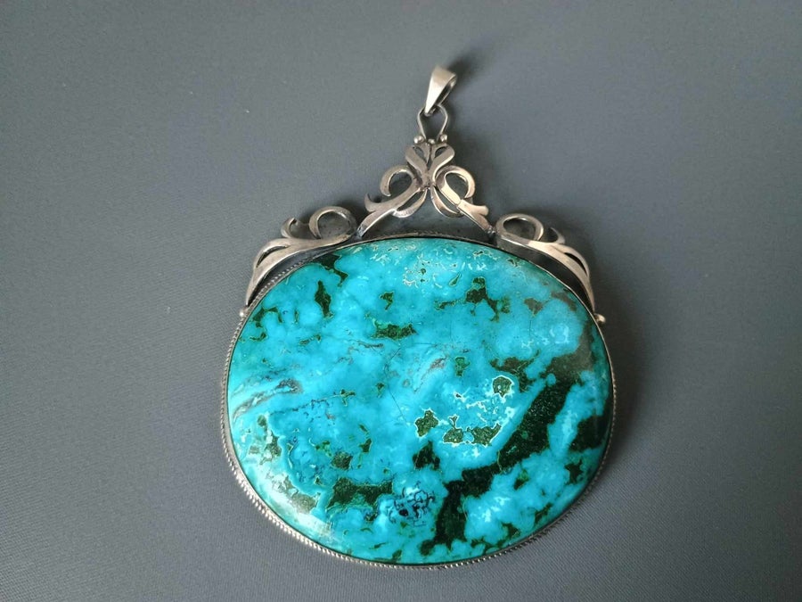 Silver Hänge med cabochon naturligt Chrysocolla.. | Köp på Tradera ...
