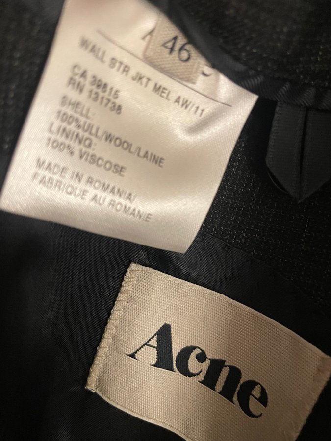 Acne grå kavaj, storlek 46 | Köp på Tradera (712071503)