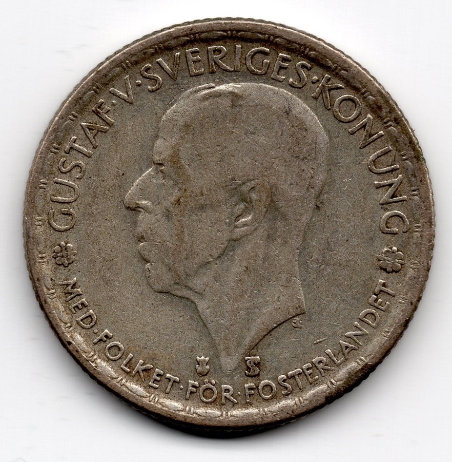 Gustav V 1 krona 1945 - Mm "TS" med hakar | Köp på Tradera (708166129)